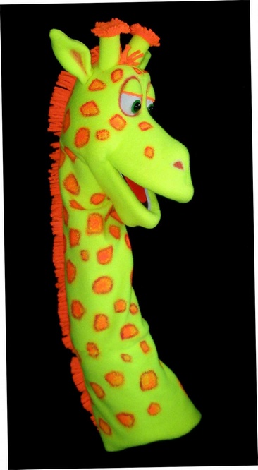 Blacklight Giraffe puppet, Puppet for sale.